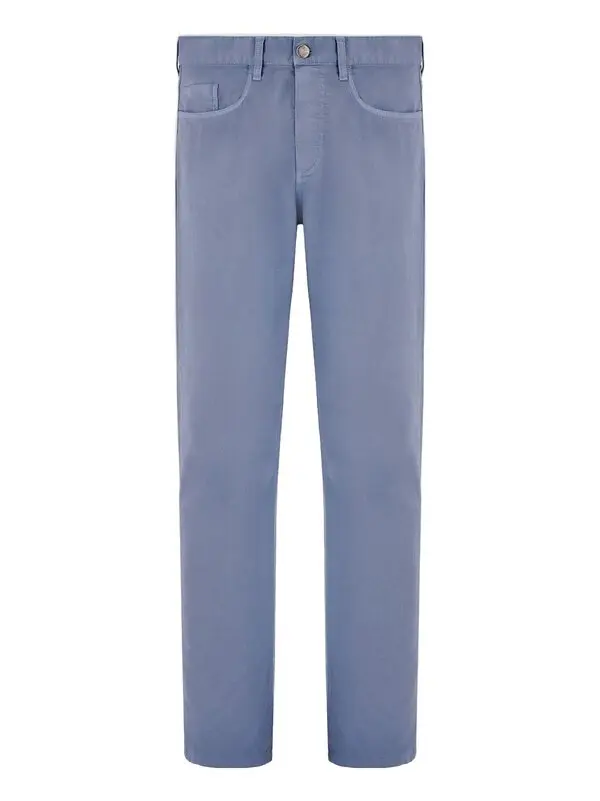 Canali Five Pocket Cotton Microtwill Pants - Light Blue