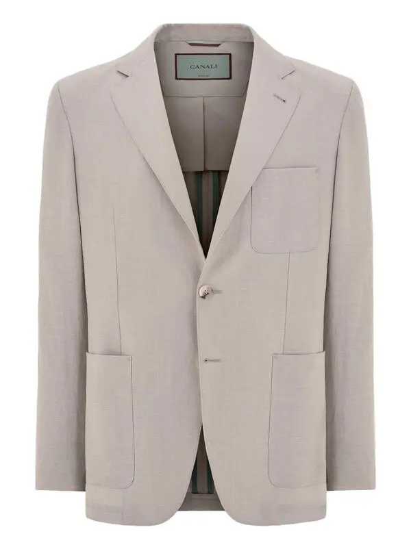 Canali Regular Fit Twill Wool And Linen Jacket - Beige