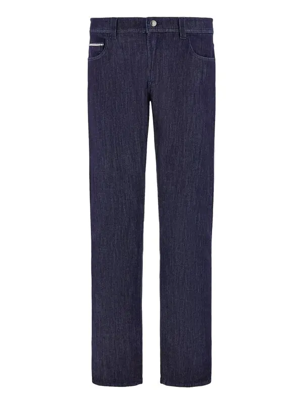 Canali Regular Fit Soft Touch Fabric Denim Pants - Blue