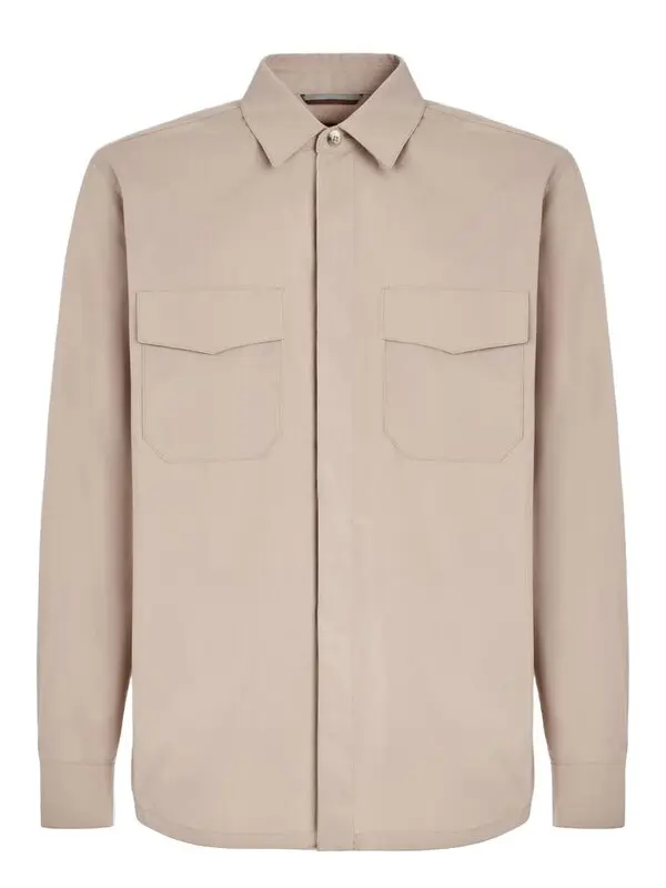 Canali Relaxed Nuvola Fit Overshirt In Pure Cotton - Beige