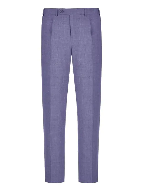 Canali Pure Wool Pleated Regular-fit Pants - Light Blue