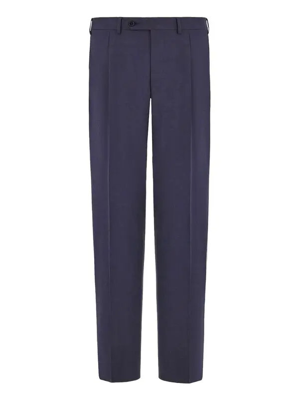 Canali Pure Wool Regular-fit Pleated Pants - Blue