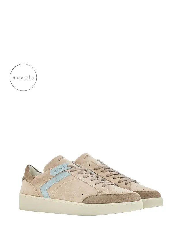 Canali Nuvola Calfskin Suede Sneakers - Beige
