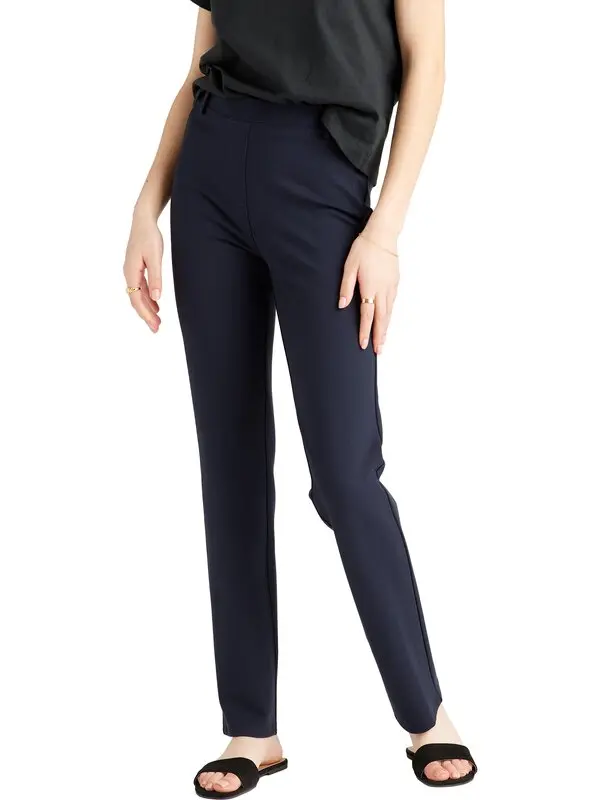 Quince Ultra-stretch Ponte Straight Leg Trousers - Navy