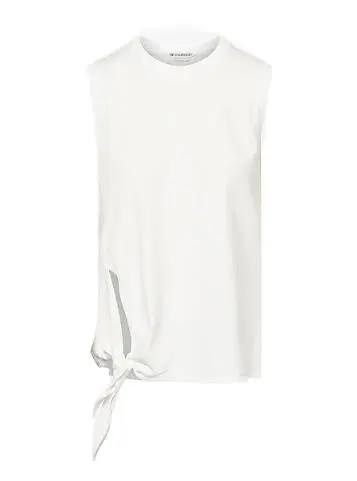 JW Anderson Knotted-hem Brand-embroidered Tank Top - White