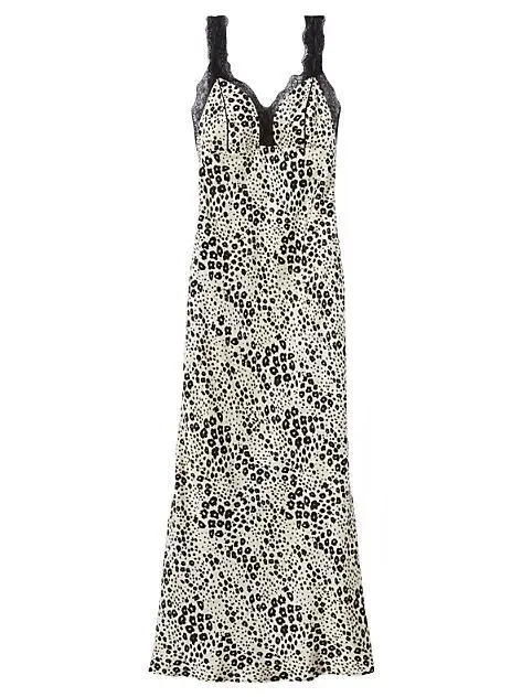 Claudie Pierlot Animal-print Lace-trim Satin Midi Dress - Light Print