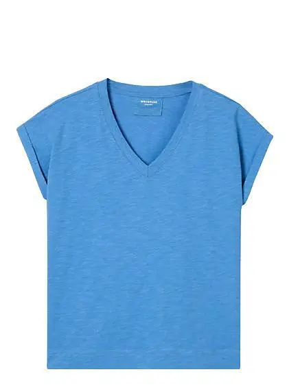 Whistles Willa V-neck Cotton-jersey T-shirt - Blue