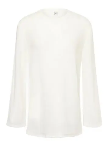 TOTEME Long Open-weave Mohair And Wool-blend Knitted Jumper - Off White