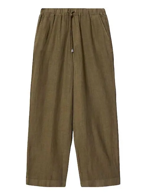 ALLSAINTS Loose Fit Straight-leg Linen Trousers - Traverse Brown