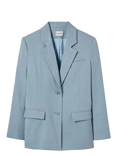 Claudie Pierlot Single-breasted Tailored Linen-blend Blazer - Grey Blue