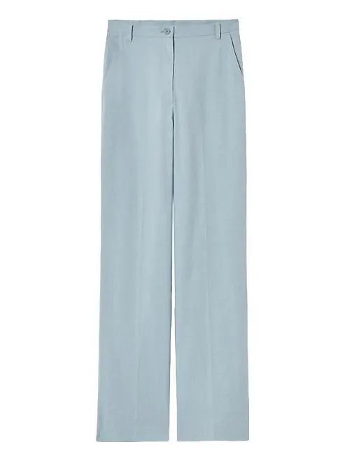 Claudie Pierlot Straight-leg Linen-blend Trousers - Grey Blue