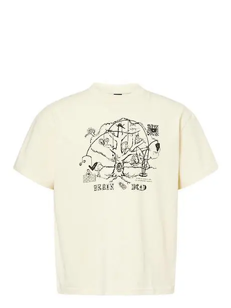 BRAIN DEAD Oracle Graphic-print Cotton T-shirt - Natural