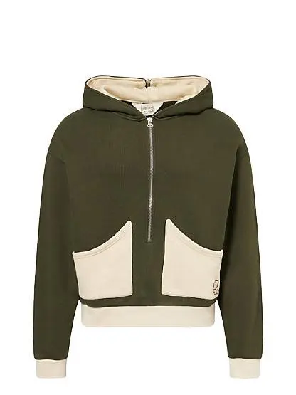 BRAIN DEAD Contrast-pocket Zip-up Cotton Hoody - Green