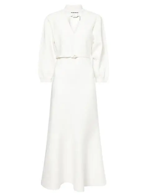 Roland Mouret Belted Flared-hem Knitted Midi Dress - Cream
