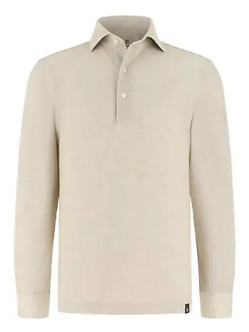 Boggi Milano Long-sleeved Cotton-blend Polo Shirt - Sand