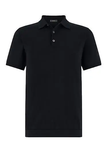 Boggi Milano Slim-fit Short-sleeve Cotton And Silk-blend Polo - Black