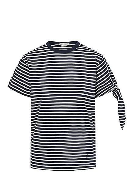 JW Anderson Knotted-sleeve Striped T-shirt - Navy Ecru