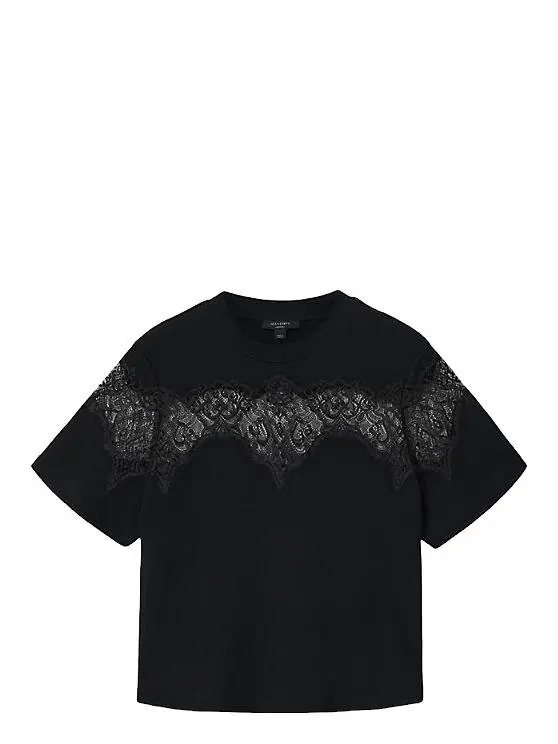 ALLSAINTS Lisa Lace-embroidered T-shirt - Black