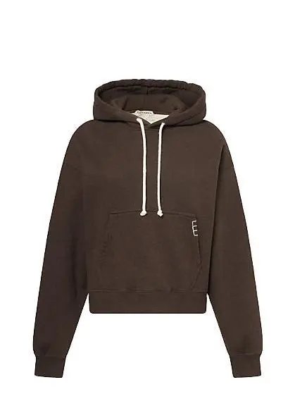 JW Anderson Curved-hem Relaxed-fit Cotton Hoody - Dark Brown Melange