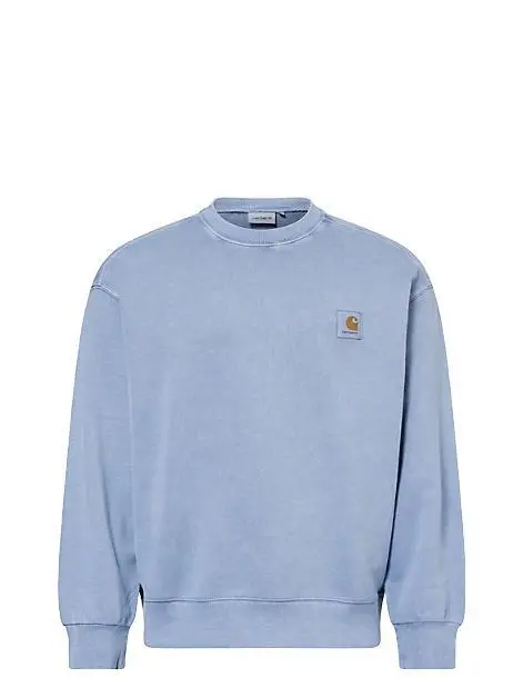 Carhartt Work In Progress Nelson Brand-patch Cotton Sweatshirt - Gentle Blue