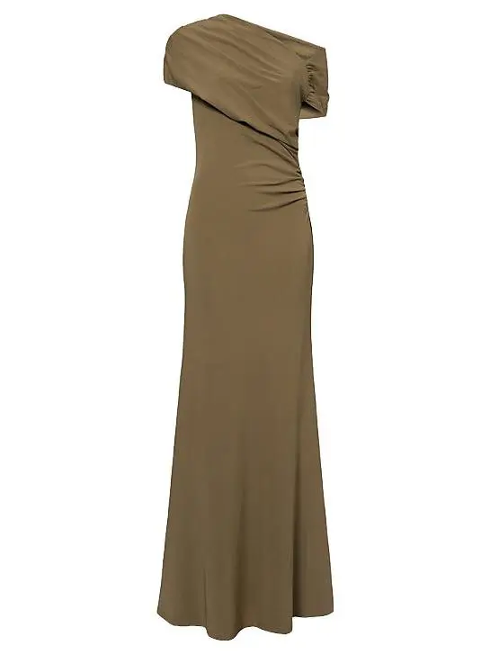 Roland Mouret Asymmetric Draped Gown - Khaki