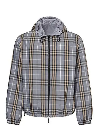 Burberry Reversible Check Hooded Anorak Jacket - Wave Blue Ip Check