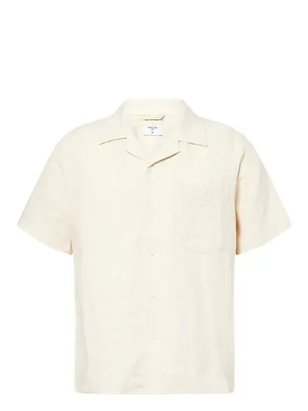 PERCIVAL Short-sleeve Cuban-collar Linen Shirt - Cream
