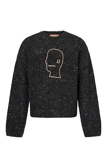 BRAIN DEAD Oversized Crew-neck Alpaca-blend Jumper - Charcoal