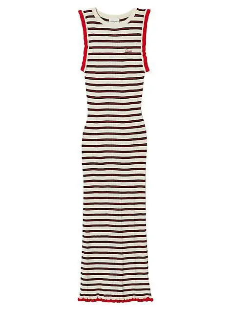 Claudie Pierlot Striped Ribbed Knitted Midi Dress - Red