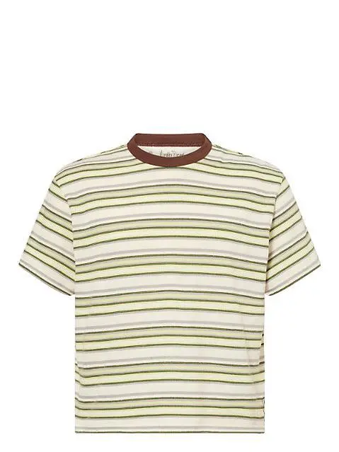 BRAIN DEAD Crew-neck Striped Stretch-cotton T-shirt - Green Multi
