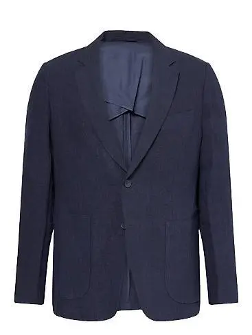 PERCIVAL Tailored Single-breasted Linen Blazer - Navy
