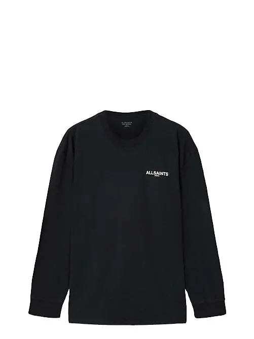 ALLSAINTS Branded-print Cotton-jersey Sweatshirt - Jet Black
