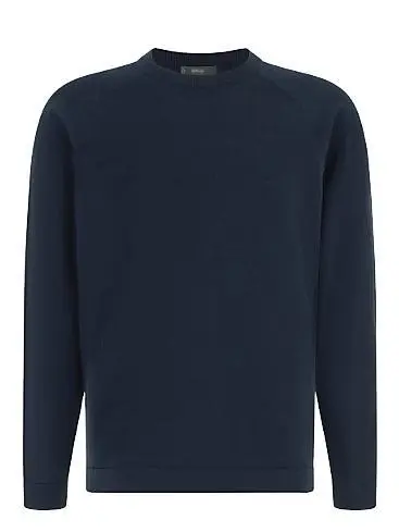 Boggi Milano Crewneck Long-sleeve Cotton And Silk-blend Jumper - Navy Blue