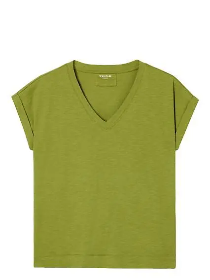 Whistles Willa V-neck Cotton-jersey T-shirt - Green