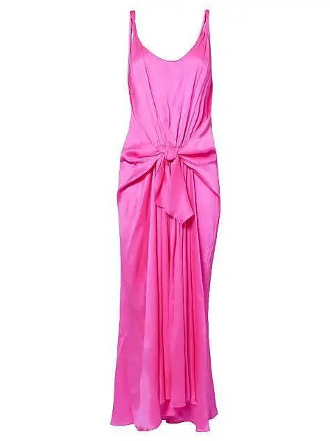 JW Anderson Waist Knot Silk Midi Dress - Hot Pink