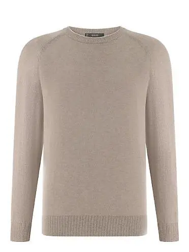 Boggi Milano Crewneck Cotton, Silk And Cashmere Jumper - Taupe
