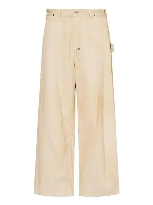 A.PRESSE Silk Hemp Cotton-blend Painter Trousers - Beige