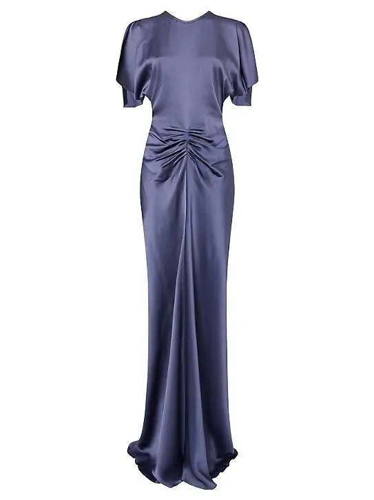 Victoria Beckham Isabella Ruched Satin Gown - Eclipse