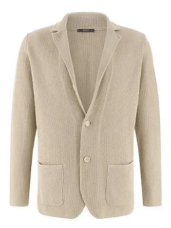 Boggi Milano Regular-fit Single-breasted Cotton Blazer - Sand