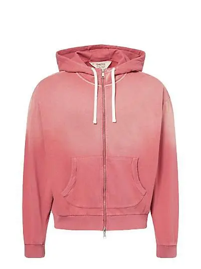 BRAIN DEAD Padded-elbow Zip-up Cotton Hoody - Brick
