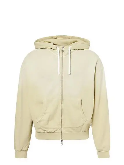 BRAIN DEAD Padded-elbow Zip-up Cotton Hoody - Sand