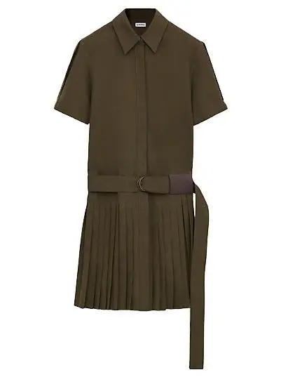 Loewe Pleated Mini Dress - Khaki Green