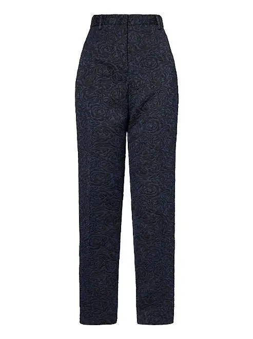 Dries Van Noten Tapered-leg Cotton-blend Trousers - Navy