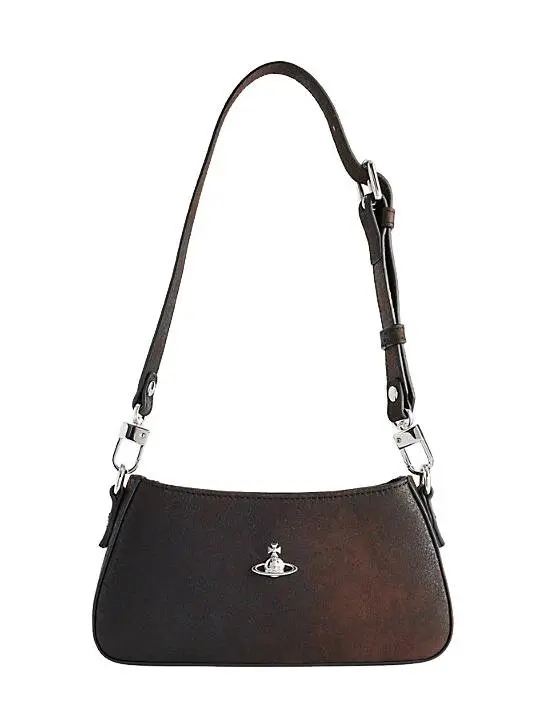 VIVIENNE WESTWOOD Tasha Leather Shoulder Phone Bag With Logo Hardware - Dark Brown