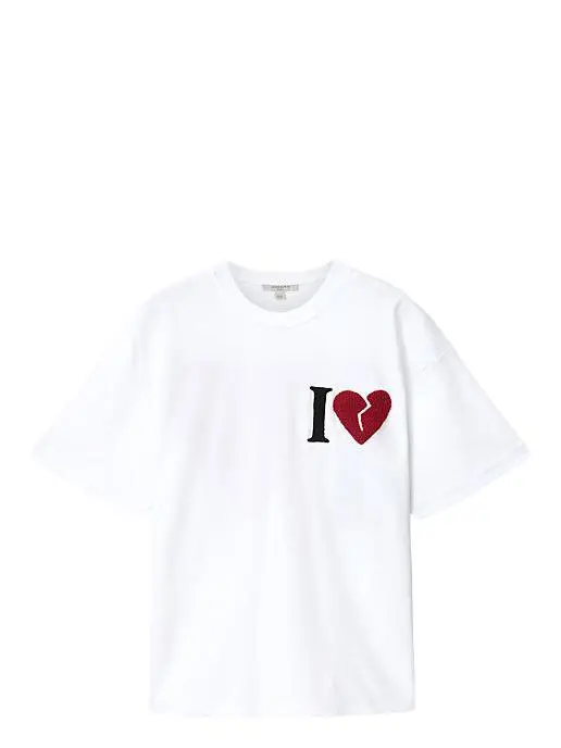 ALLSAINTS Heart-embroidered Cotton T-shirt - Optic White