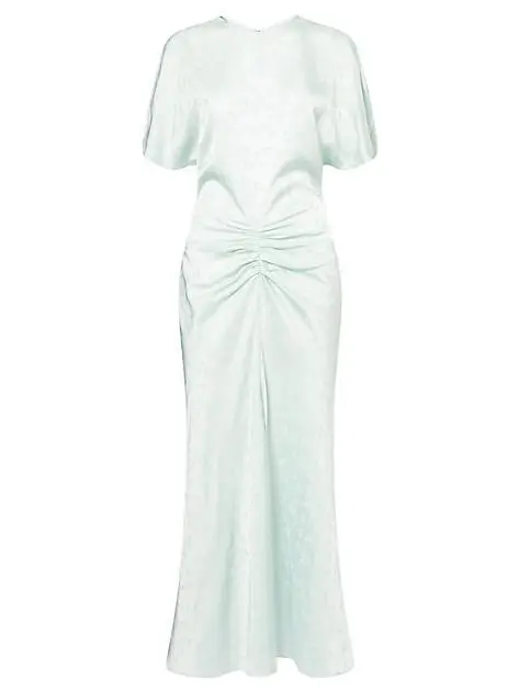 Victoria Beckham Bela Short-sleeve Cady Midi Dress - Aquamarine
