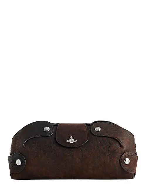 VIVIENNE WESTWOOD Wilma Leather Clutch Bag - Dark Brown