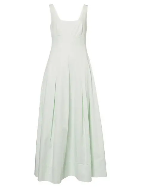 Roland Mouret Square-neck Sleeveless Cotton-garbadine Maxi Dress - Green