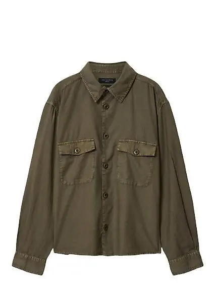 ALLSAINTS Strand Chest-pocket Cotton Shirt - Mangrove Green