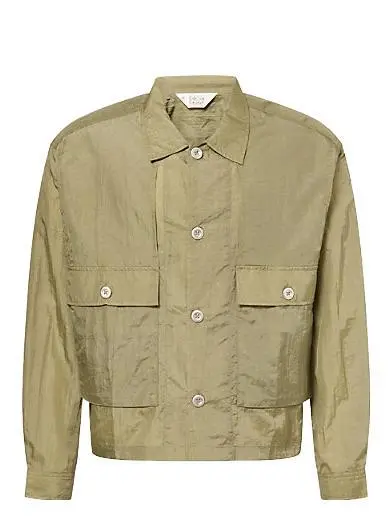 BRAIN DEAD Cropped Button-up Nylon Shirt - Army
